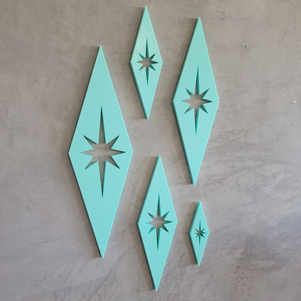 Midcentury Modern Diamond Starbursts Wall Decor – Retro Layers