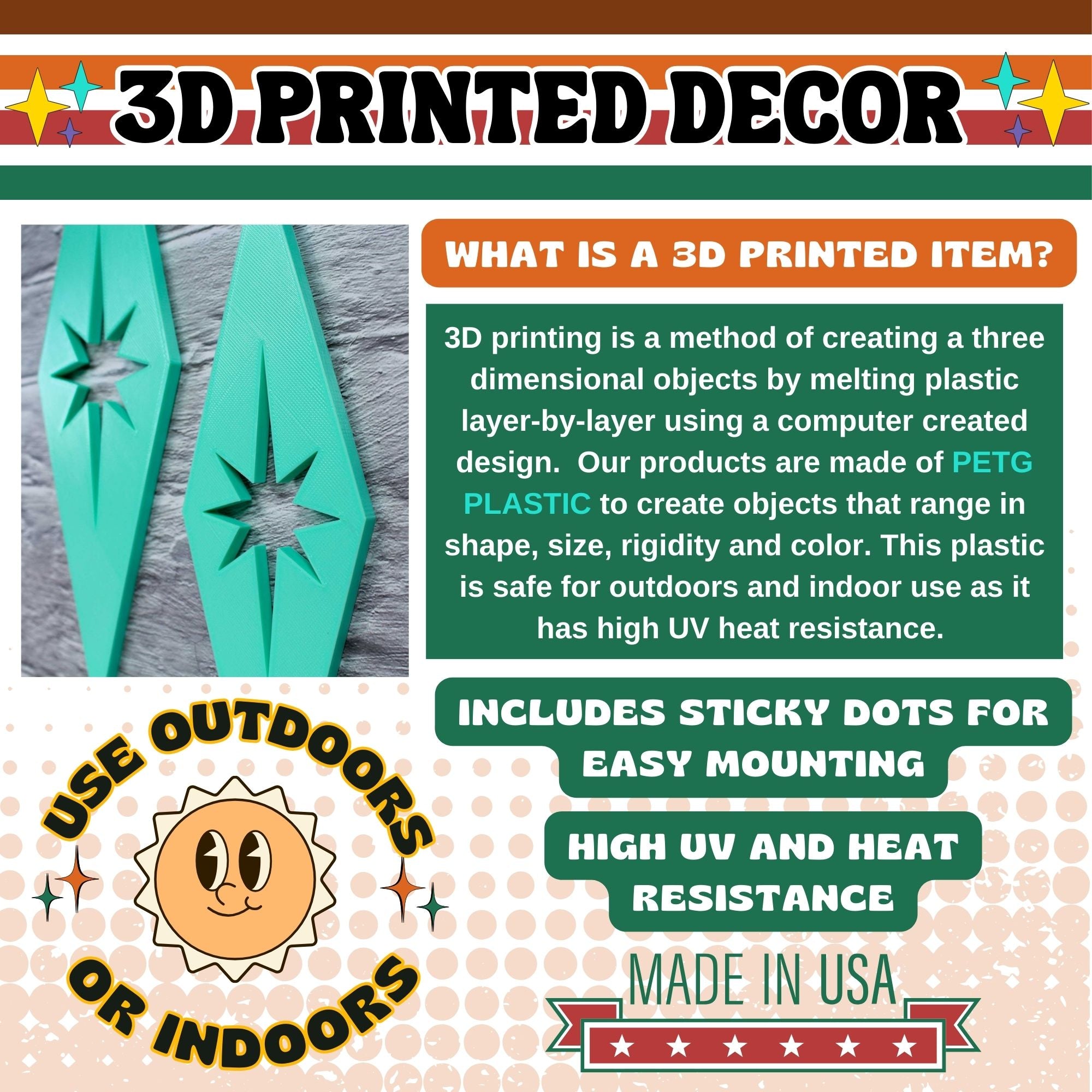 Midcentury Modern Diamond Starbursts Wall Decor – Retro Layers