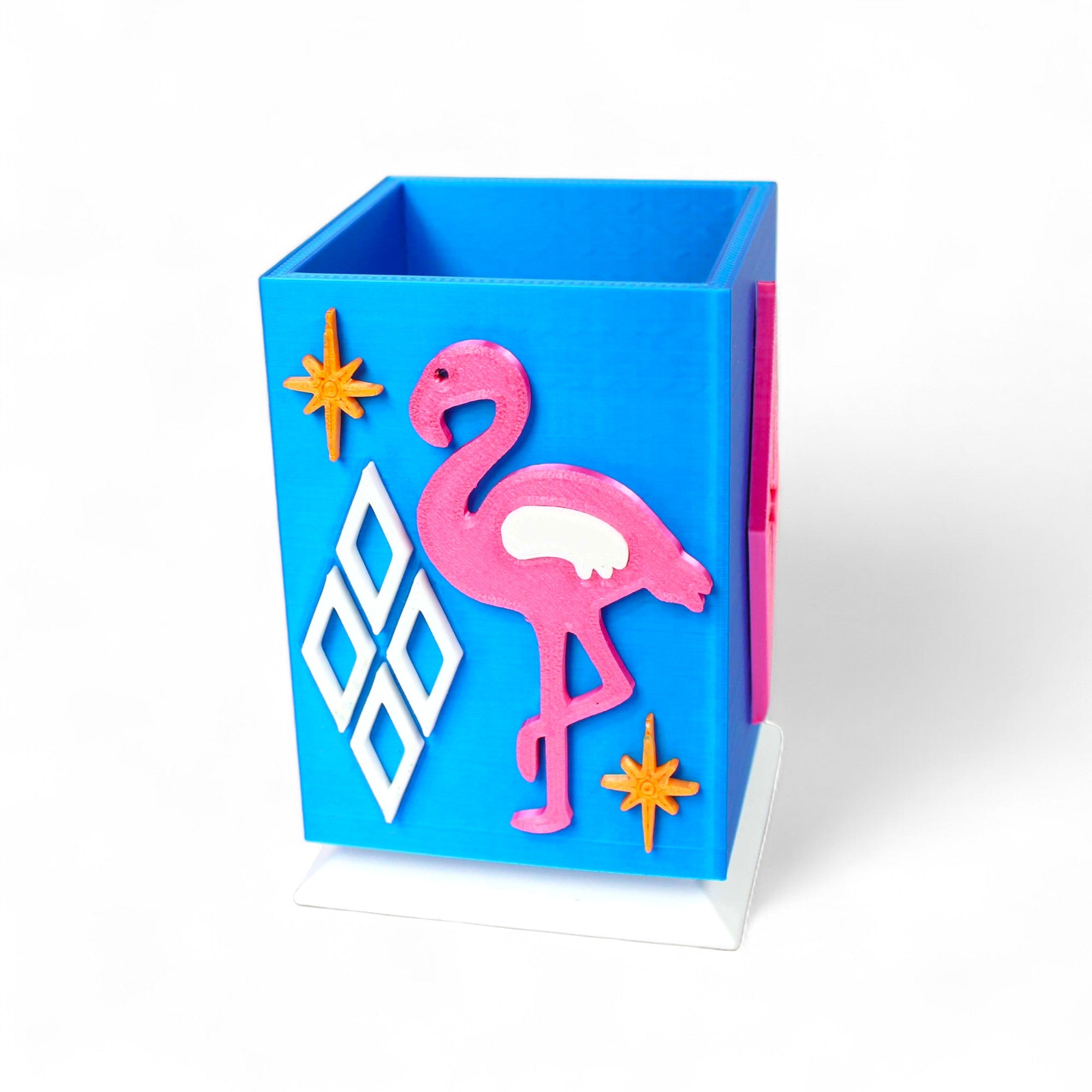 Atomic Pink Flaming Desk Organizer – Retro Layers