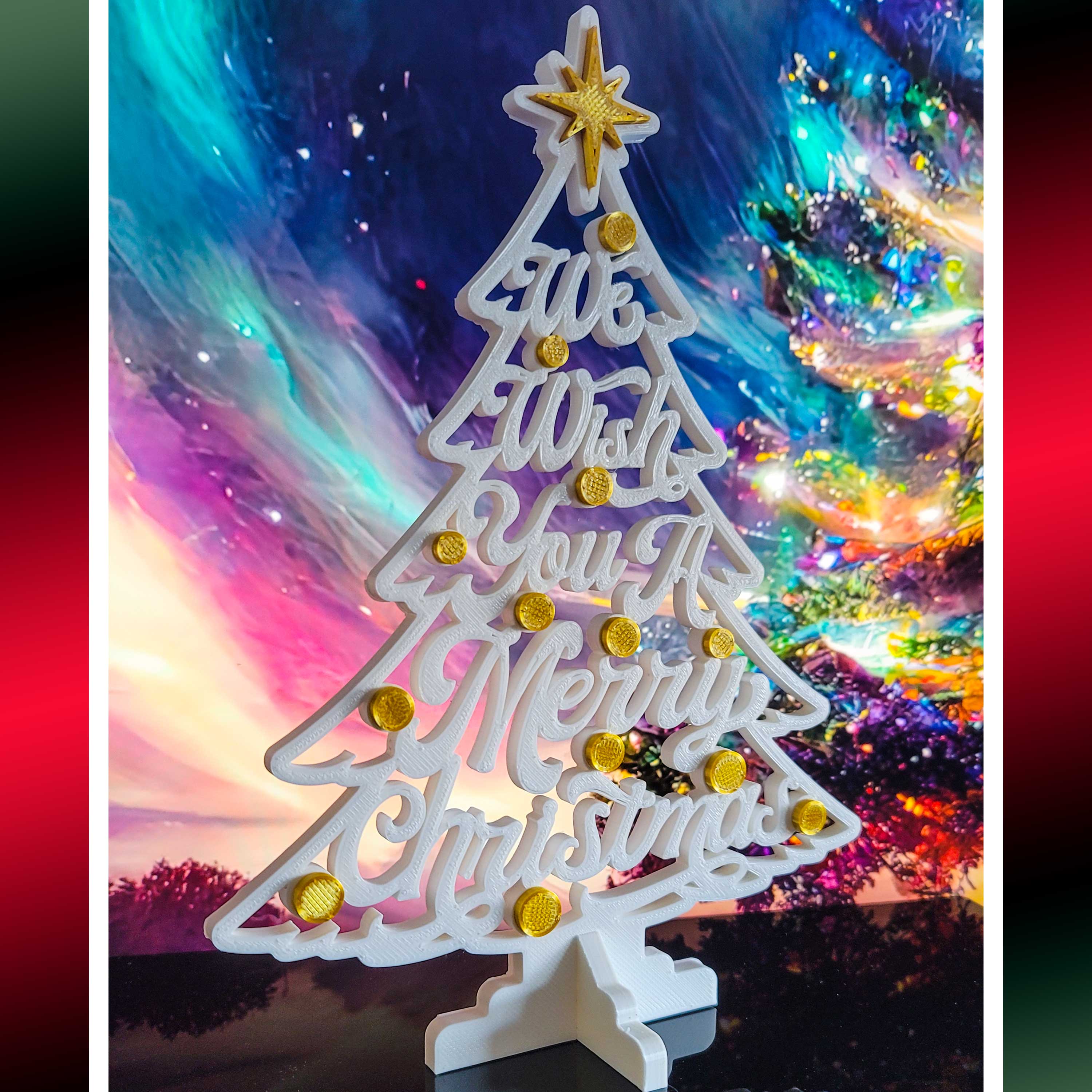 We Wish You A Merry Christmas Standing Word Tree – Retro Layers